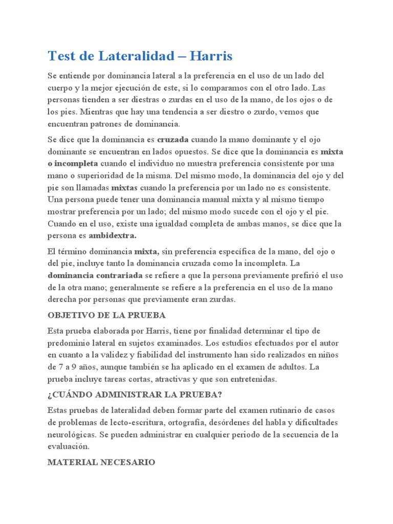 Test de Lateralidad | PDF | Handedness