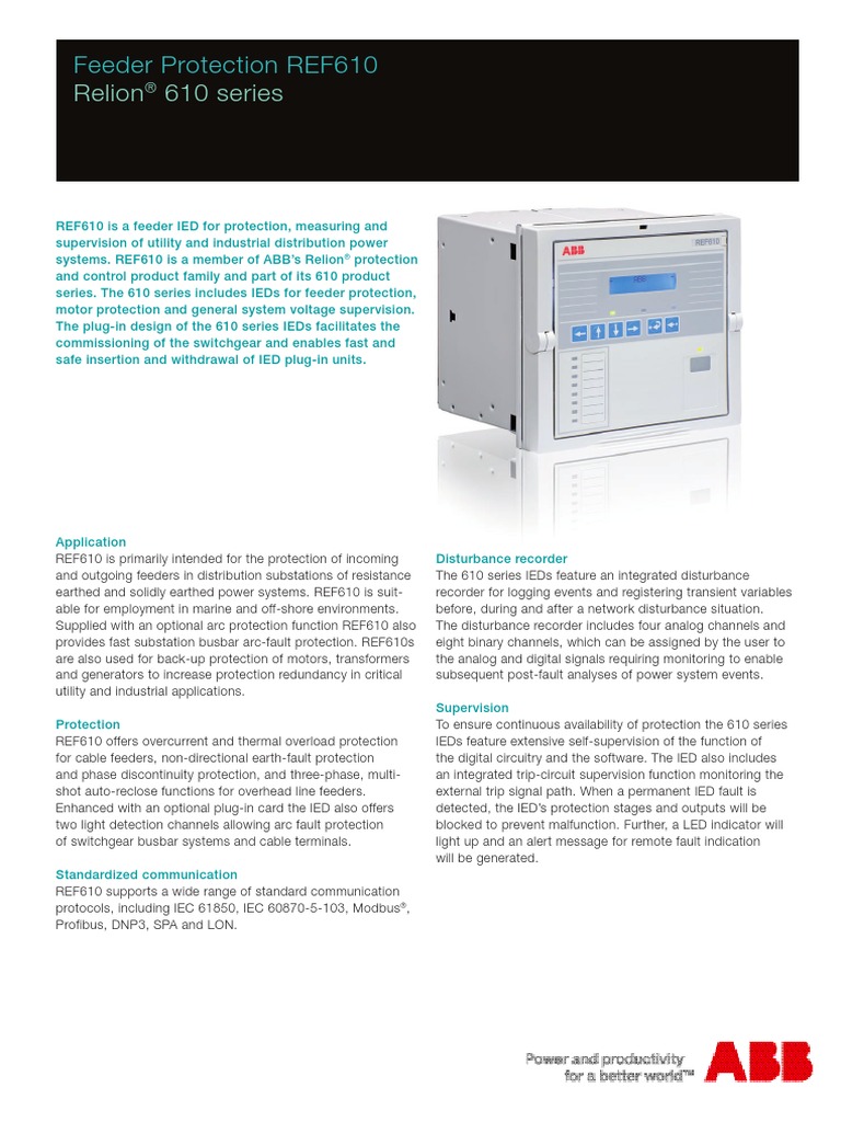 REF610 Broch 756952 LRENa | PDF | Electrical Substation | Electricity