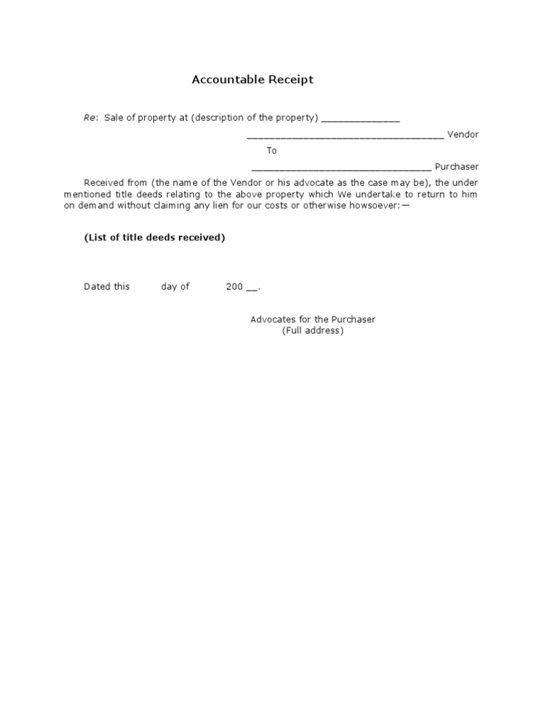 Accountable Receipt for Property Sale | PDF | Home & Garden