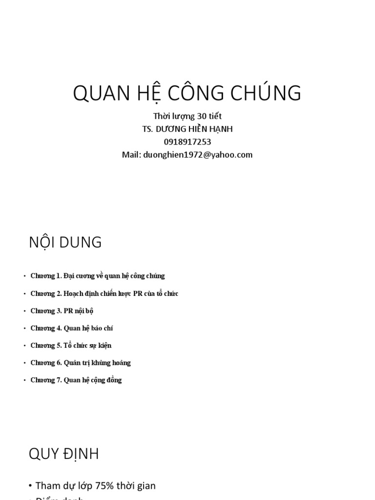 CHƯƠNG 1- TỔNG QUAN VỀ QHCC | PDF