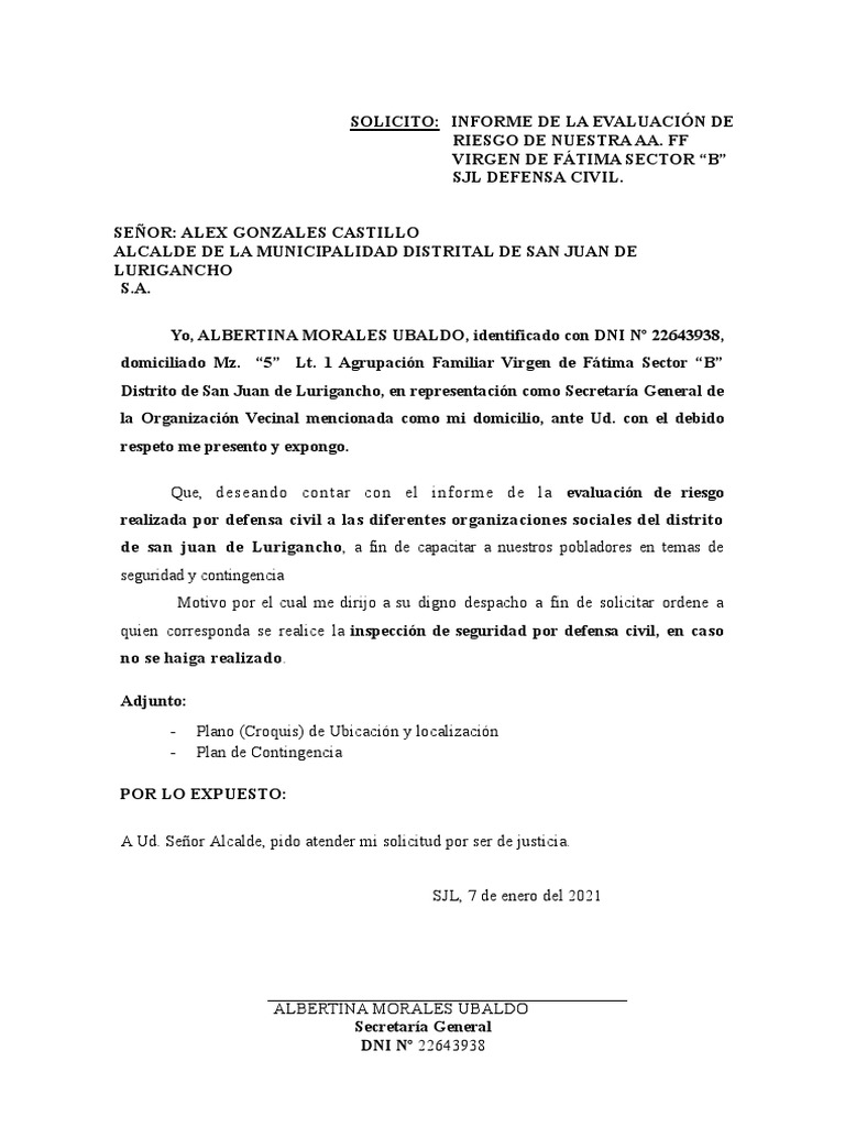 Defensa-Civil solicitud-Para-Inspeccion | PDF