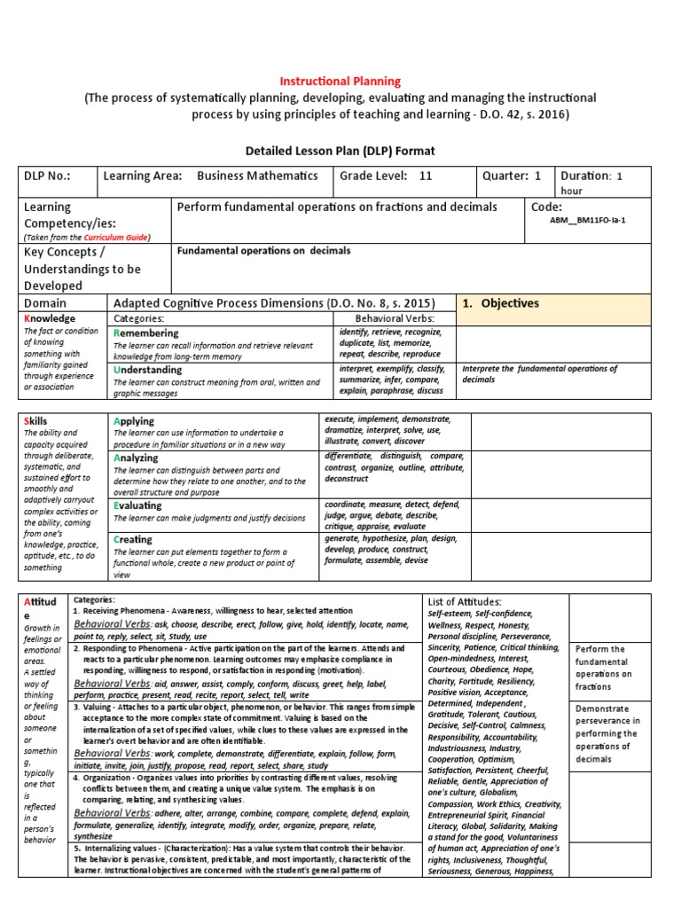 Business Math Lesson Plan: Decimals | PDF | Learning | Educational Assessment