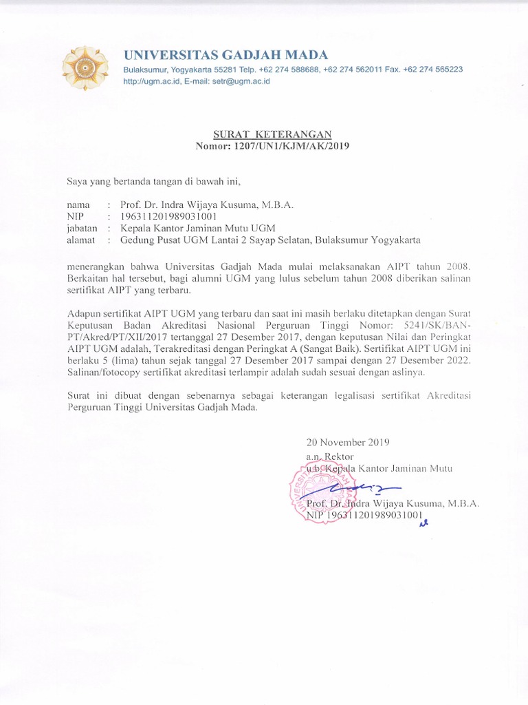 Surat Keterangan Belum Akreditasi BAN PT | PDF