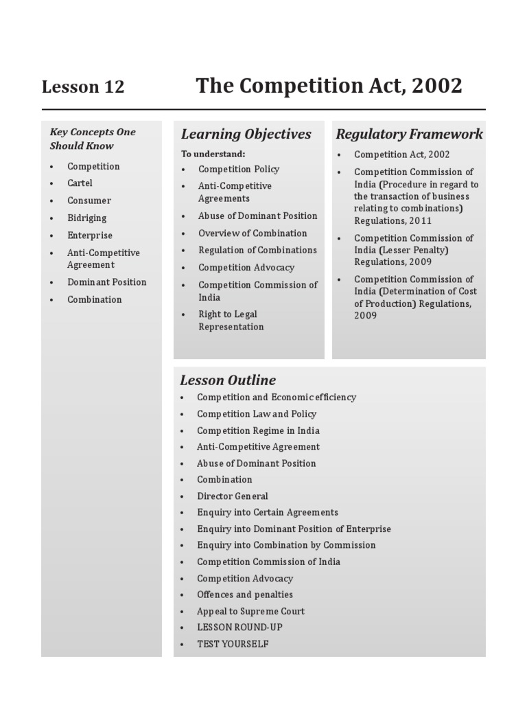 Competition Act Icsi Module Pdf Monopoly Competition Law