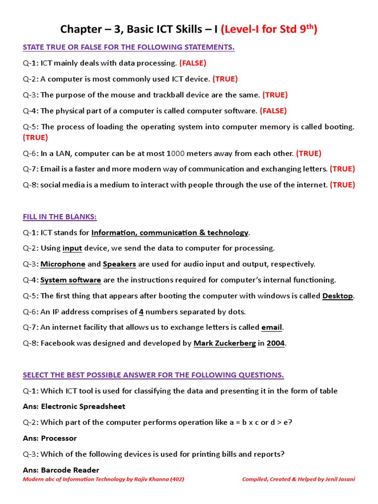 Class 9th - Chapter 3 - IT | PDF | Computer Data Storage | Read Only Memory