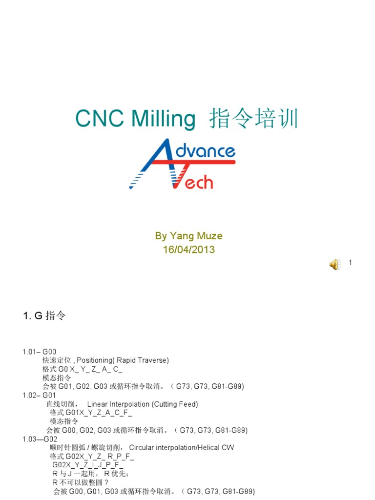 CNC Milling 指令培训 | PDF