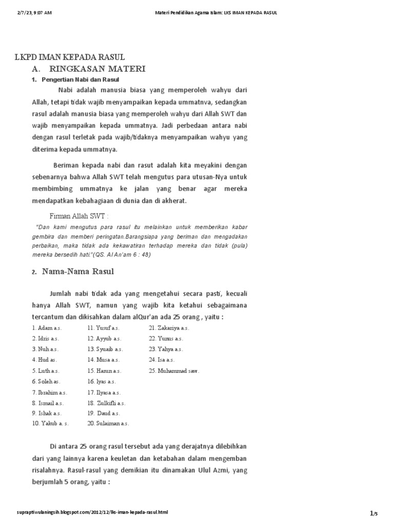 LKPD Iman KPD Rasul | PDF