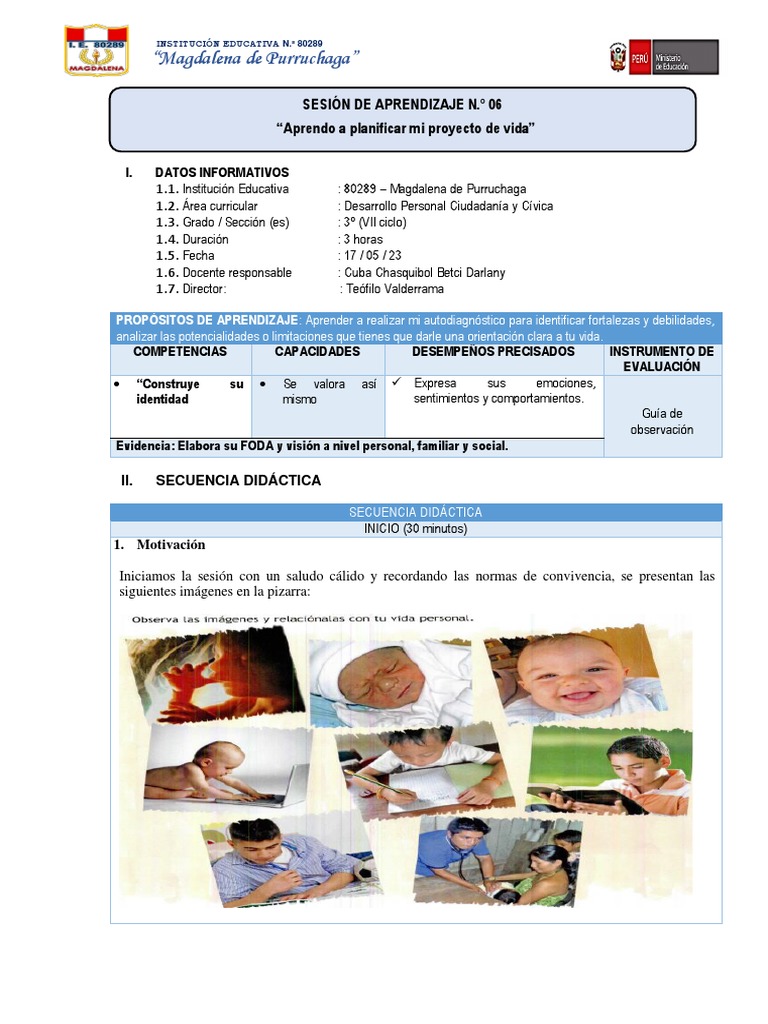 Sesión Nº06 - DPCC - Proyecto de Vida - 3ro | PDF | Aprendizaje | Conceptos psicologicos