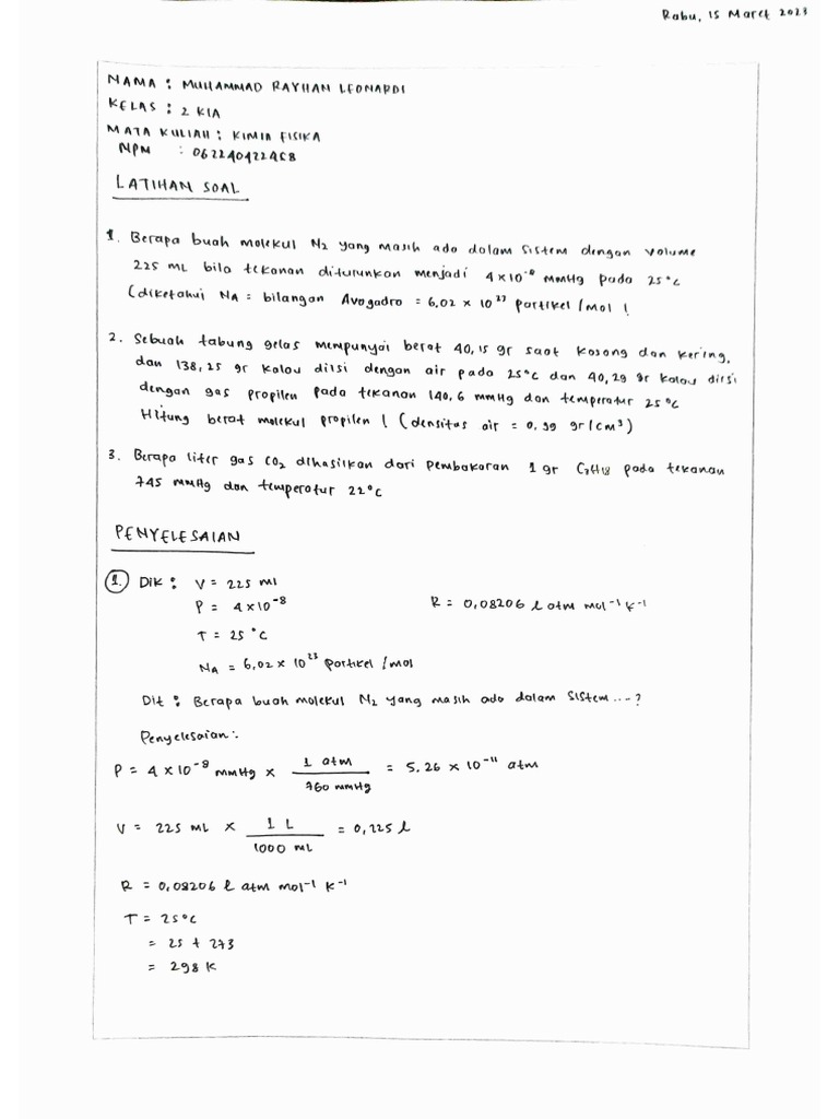 Tugas Responsi - Praktikum Kimia Fisika | PDF