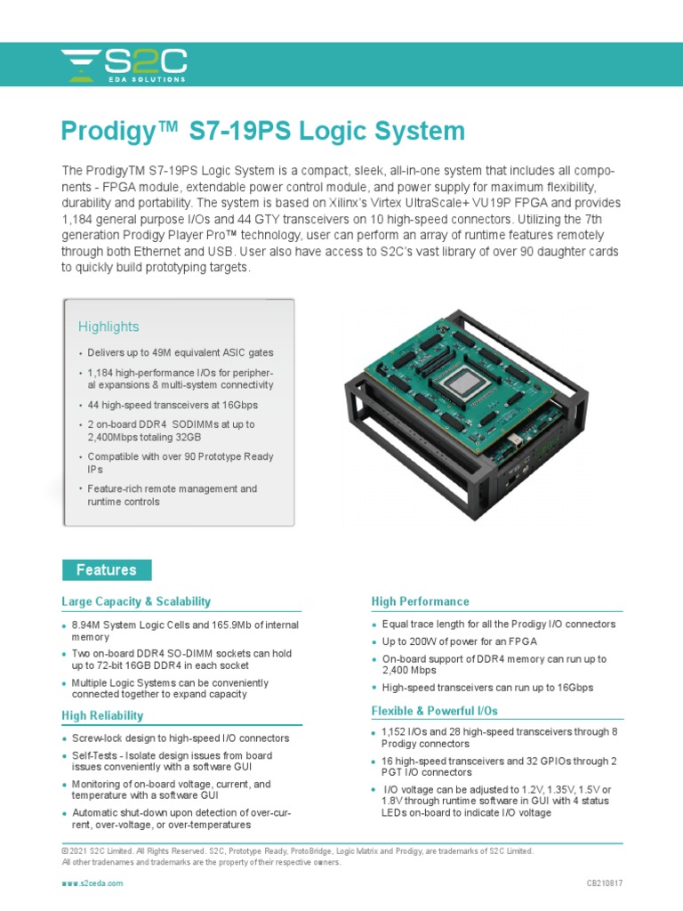 Single VU19P Prodigy Logic System Datasheet - EN | PDF | Field Programmable Gate Array ...