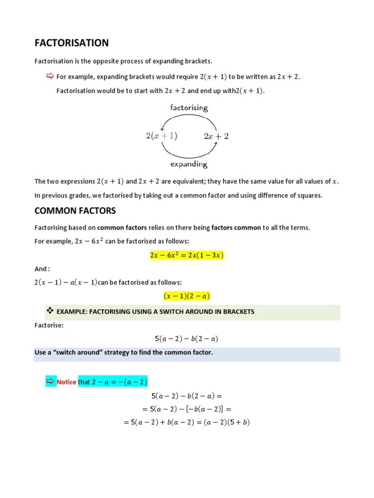 FACTORISATION | PDF | Factorization | Quadratic Equation FACTORISATION | PDF | Factorization | Quadratic Equation