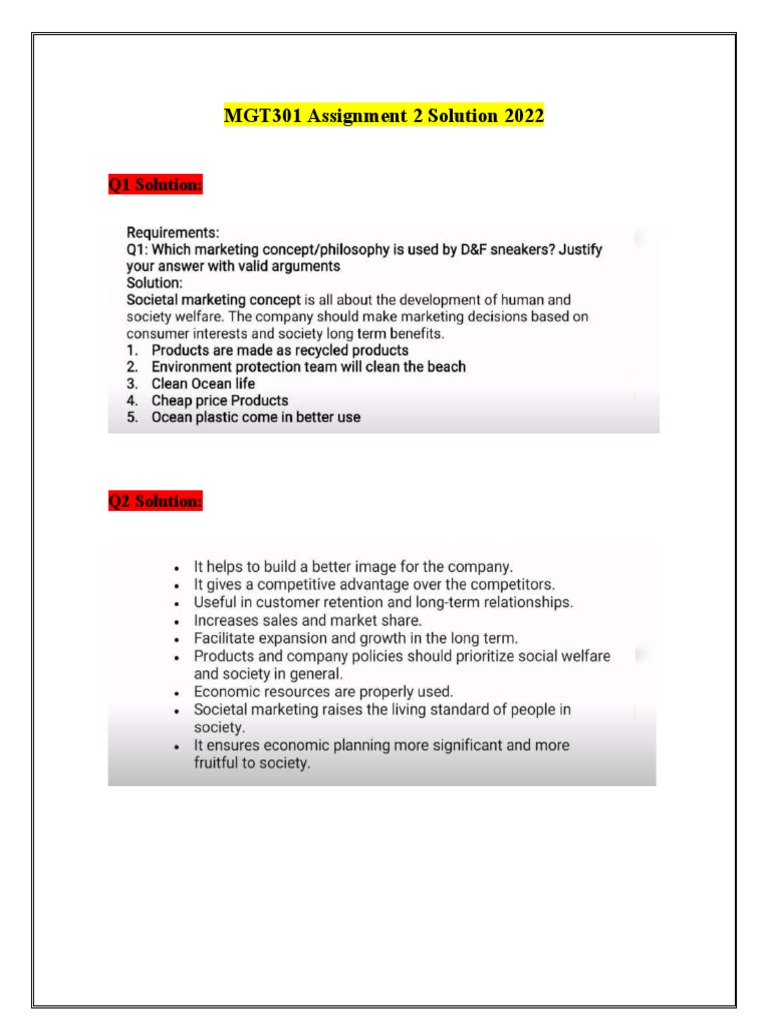 MGT301 Assignmnt 2 Sol 2023 Word | PDF