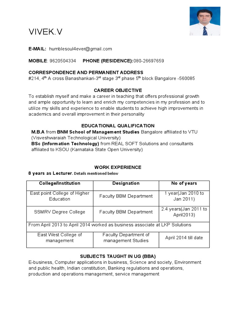Vivek Resume | Download Free PDF | Master Of Business Administration | Human Resource Management