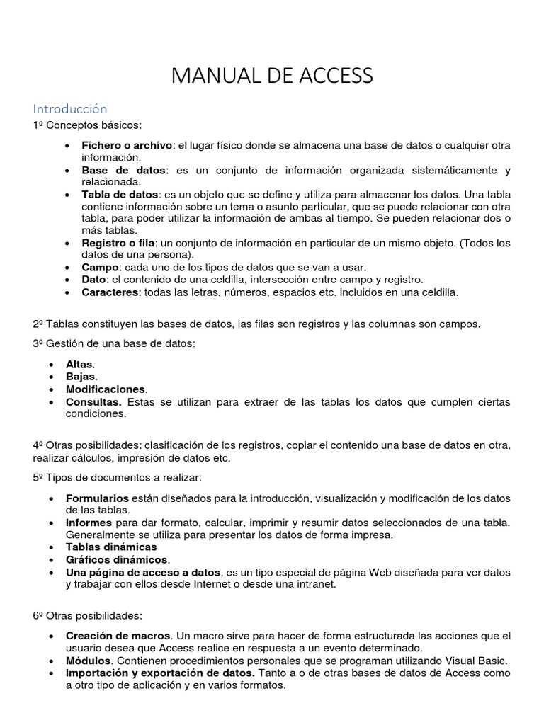 Manual de Access | PDF | Microsoft Office | Bases de datos