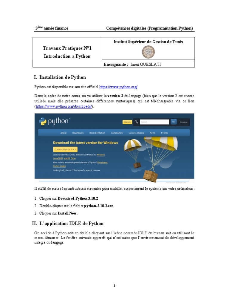 TP1 Introduction-Python | PDF | Python (Langage de programmation ... TP1 Introduction-Python | PDF | Python (Langage de programmation ...