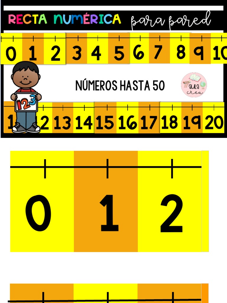 Recta Numérica del 0 al 50 para Niños | PDF