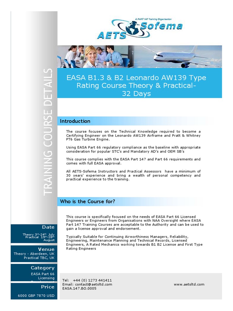 AETS Sofema Leonardo AW139 B1.1 B2 Type Rating Course 32 Days Aberdeen ...