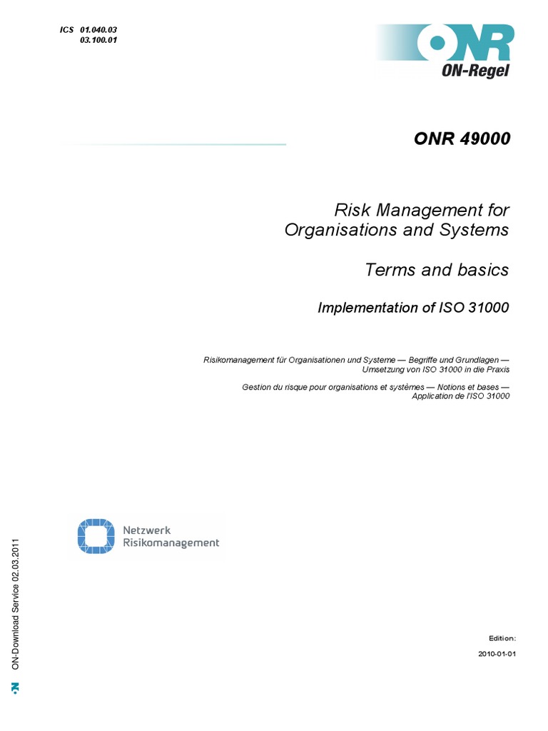 Risk Management For Organisations and Systems Terms and Basics | PDF ...