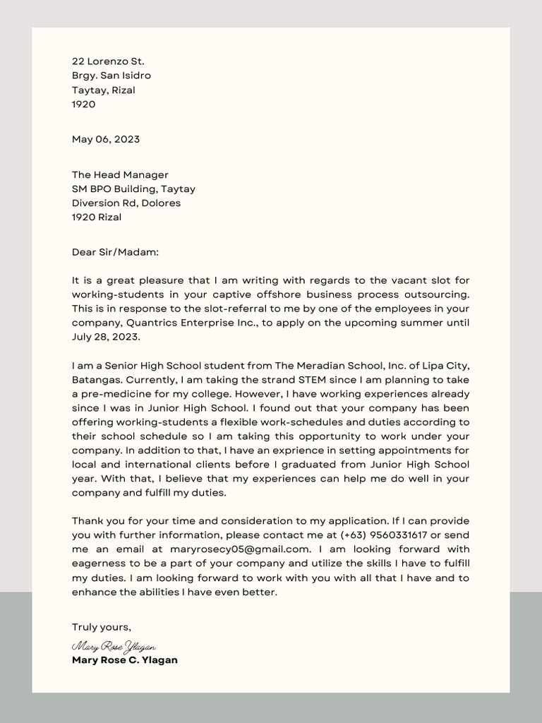 Group 6 - Employment Application Letters | PDF | Outsourcing