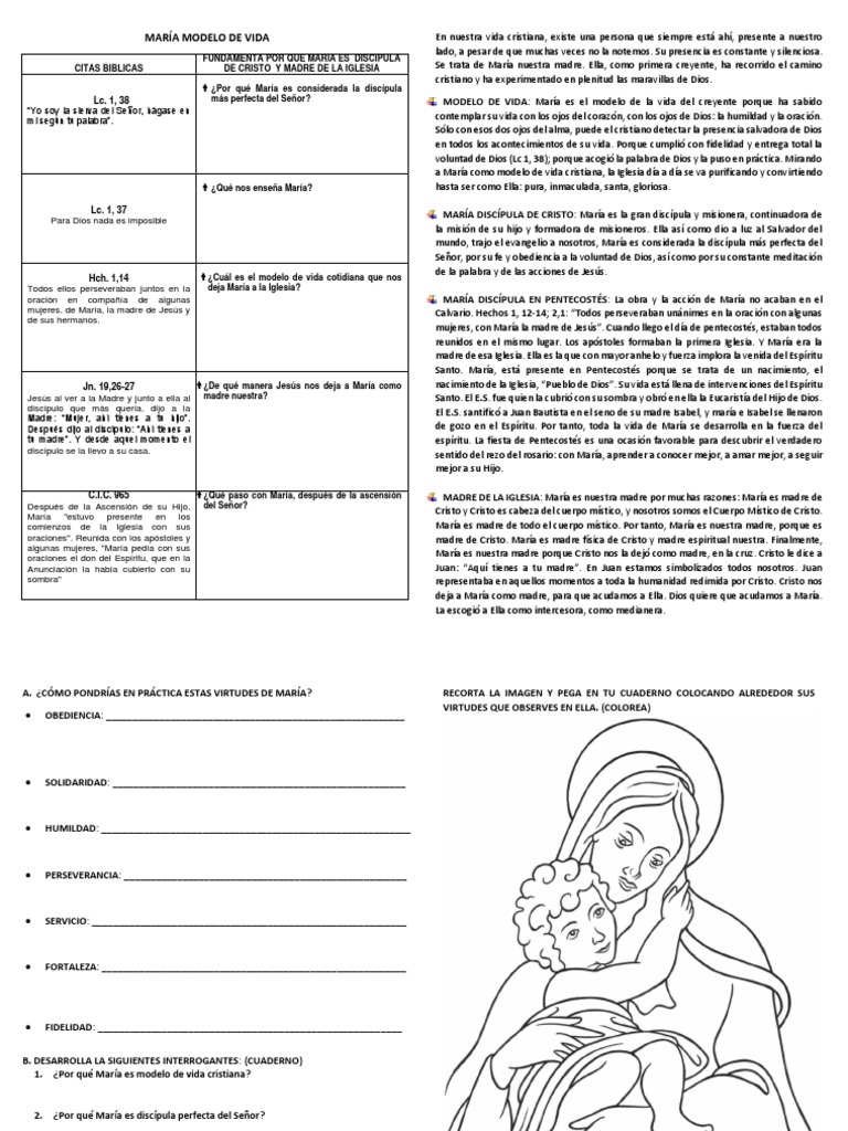 Ficha Maria Modelo de Fe | PDF | María, madre de Jesús | Cristo (título)