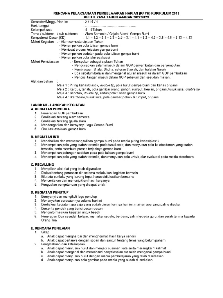 RPPH KB-A SMT2 - Alam Semesta Gempa Bumi | PDF