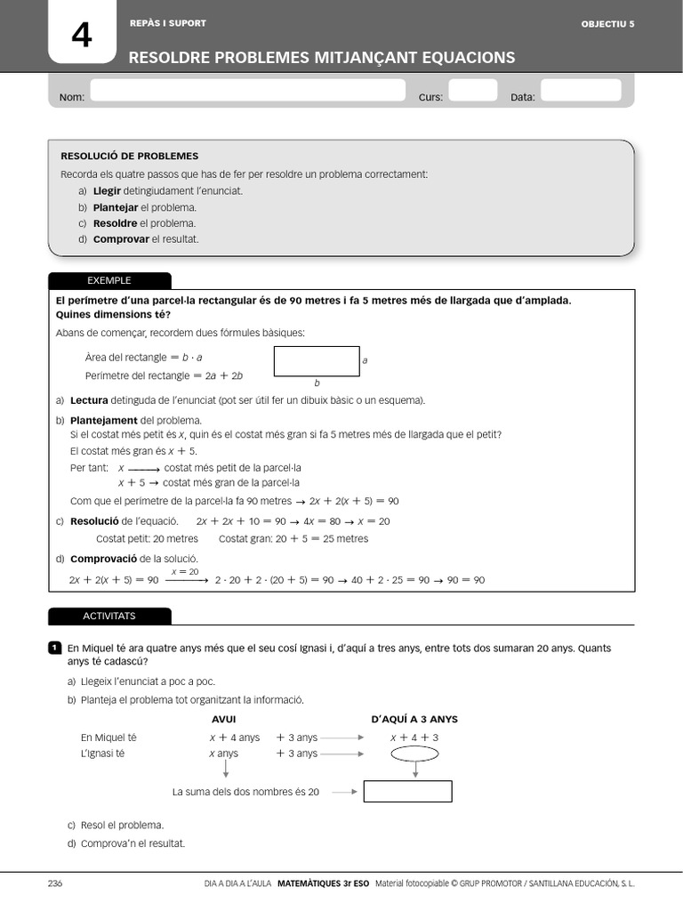 Problemes Amb Equacions | PDF