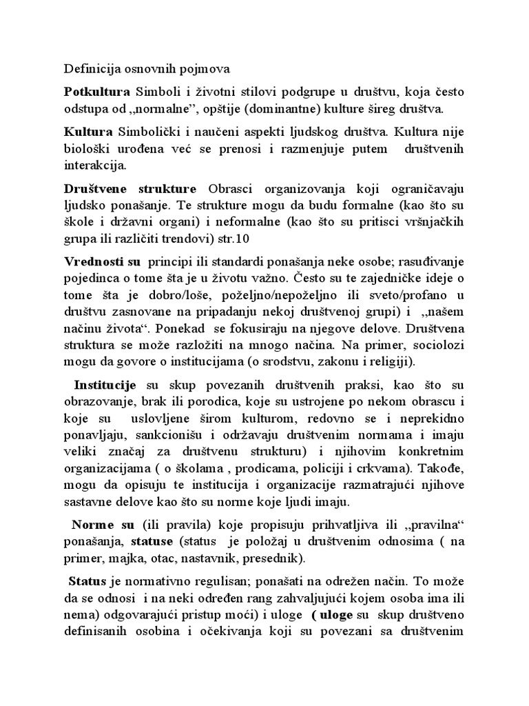 Definicija Osnovnih Pojmova | PDF