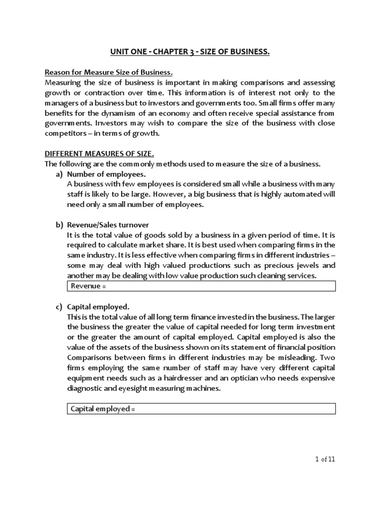 Unit 1 - Chapter 3 - Size of Business 2023 | PDF | Mergers And ...