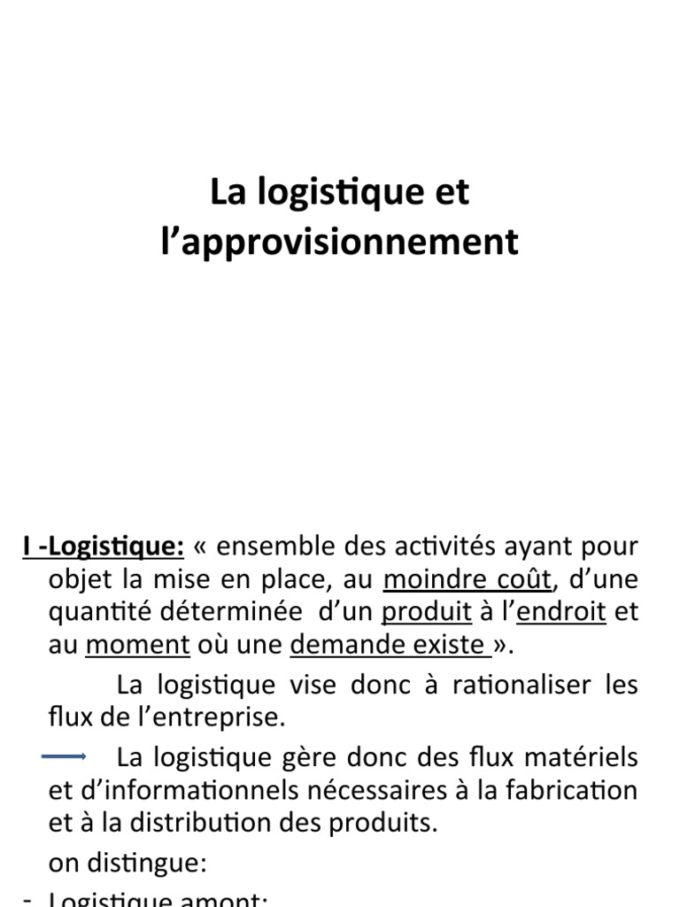 La Logistique Et L'approvisionnement | PDF | Logistique | Inventaire
