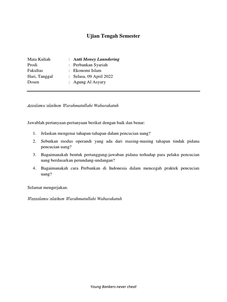 Soal - Uts Apu-Ppt - 090422 | PDF | Bisnis | Pengelolaan Keuangan & Uang