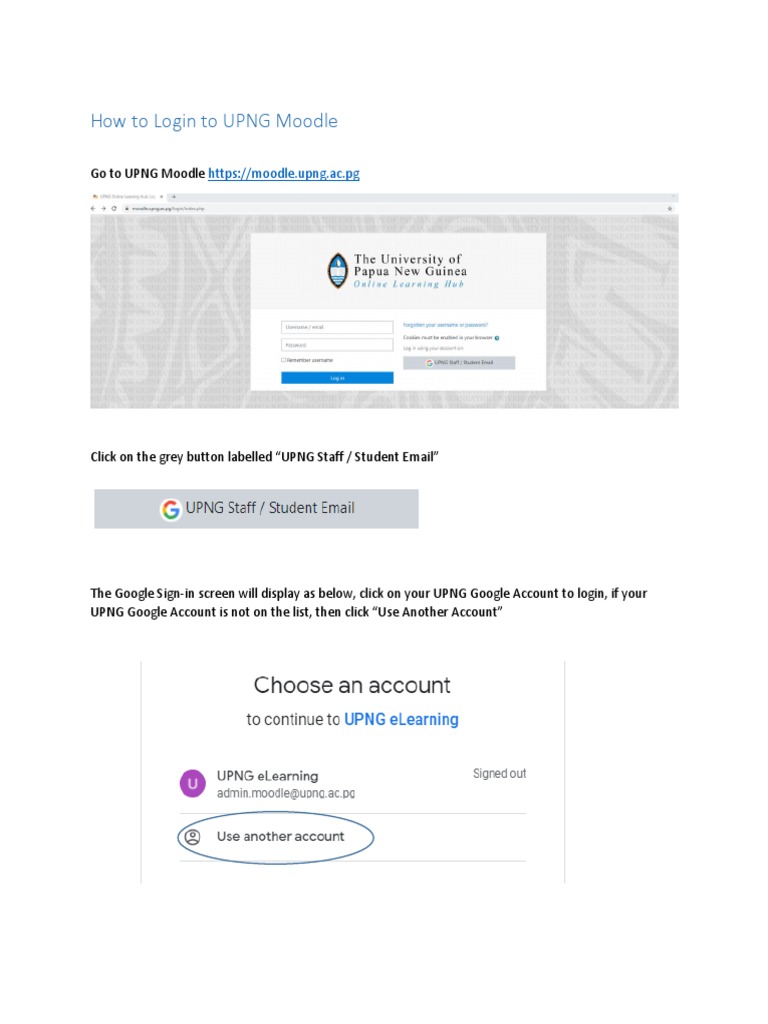 How to Login to UPNG Moodle (1) | PDF