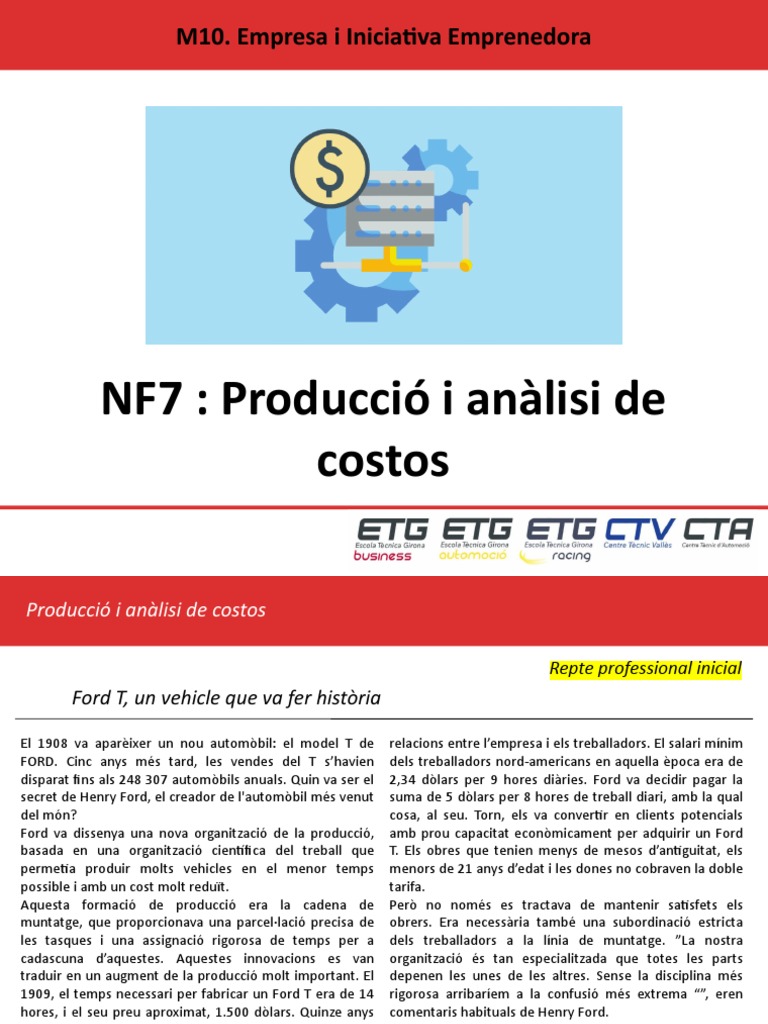 NF7. Producció I Anàlisi de Costos | PDF