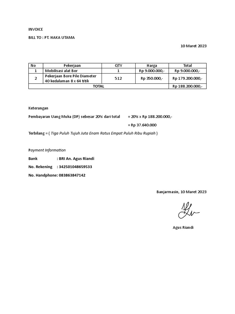 Invoice Bore Pile | PDF