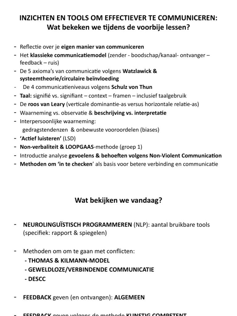 PP Communicatie 2022-2023 LES 7 - 31 Maart 2023 | PDF