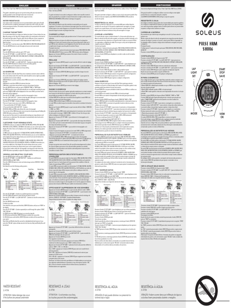 SOL PulseHRM QSGuide WEB 120413 | PDF | Ingenieria Eléctrica | Herramientas portátiles