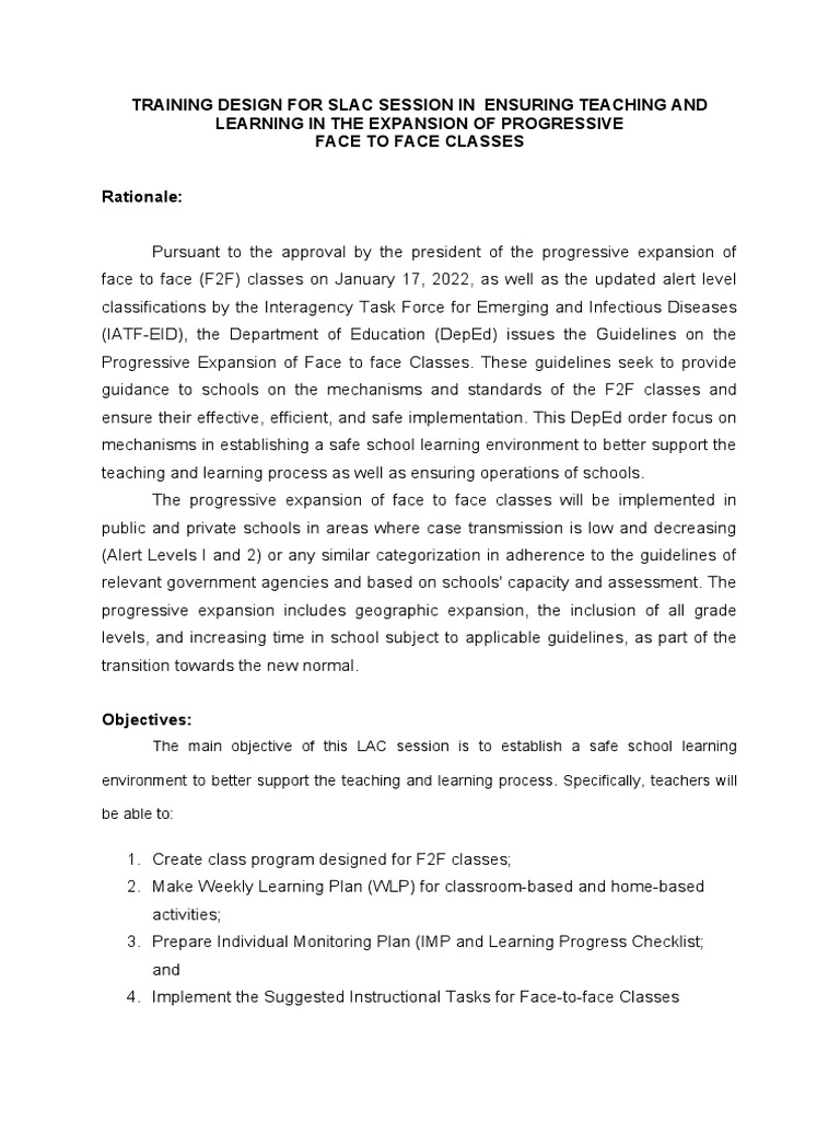 Training Design For Ensuring Teaching and Learning in The Expansion of ...