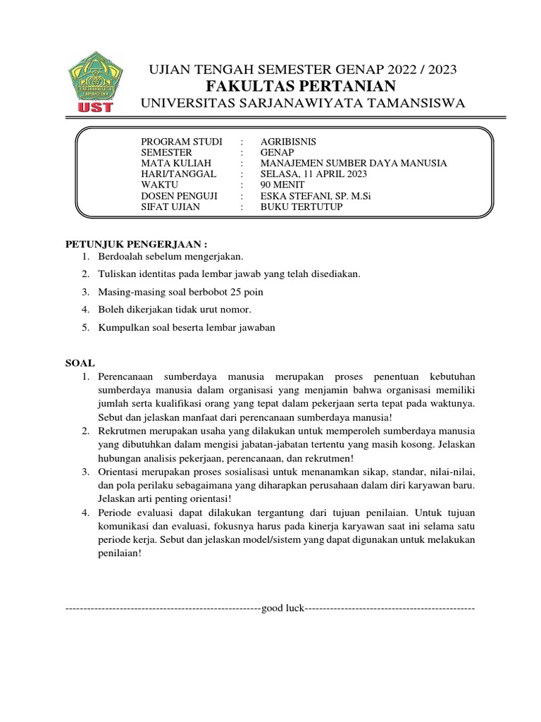 Uts Genap 2023 - MSDM | PDF