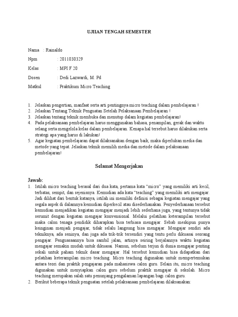 Rainaldo - UTS Micro Teacing | PDF