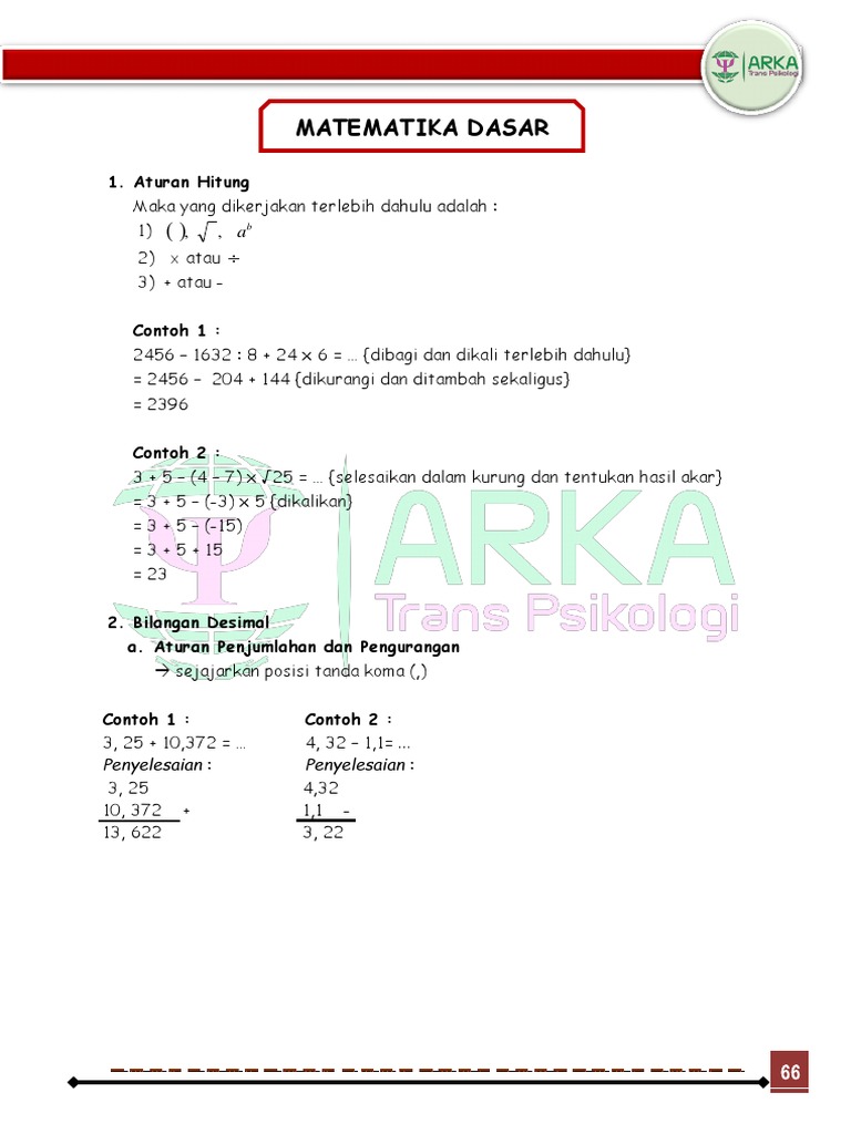 Pra Kelompok 2b Sespimmen Ah 2009-Matematika Dasar | PDF
