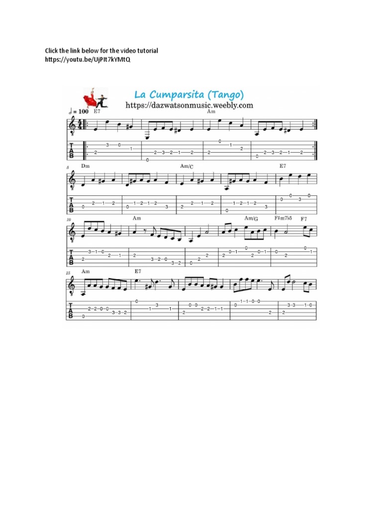 La Cumparsita Tango Easy Guitar Tab | PDF