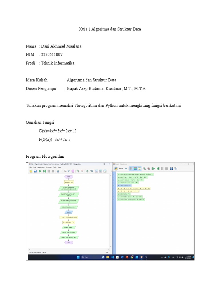 Kuis 1 Algoritma Dan Struktur Data | PDF | Komputer
