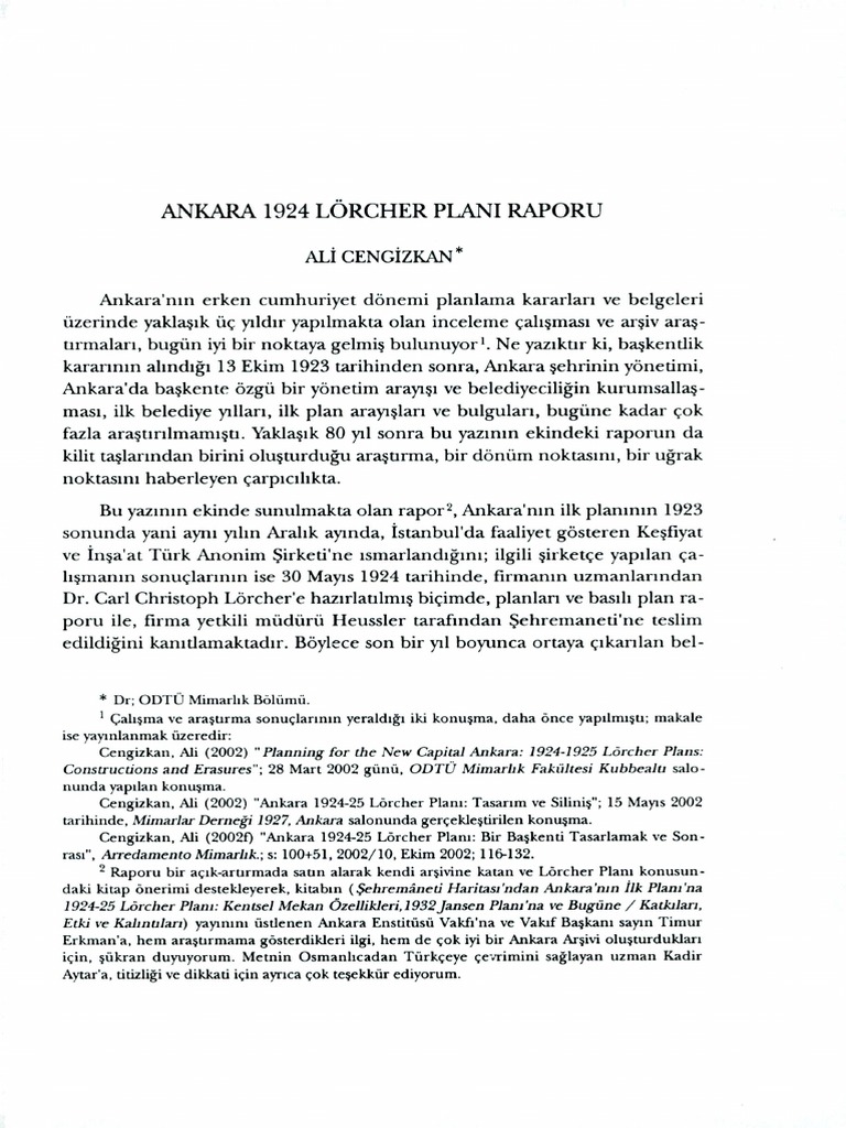 Ankara 1924 Lörcher Planı Raporu | PDF
