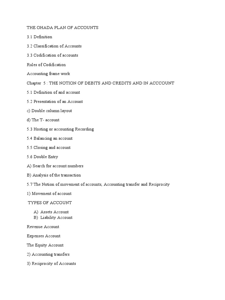 THE OHADA PLAN OF ACCOUNTS | PDF