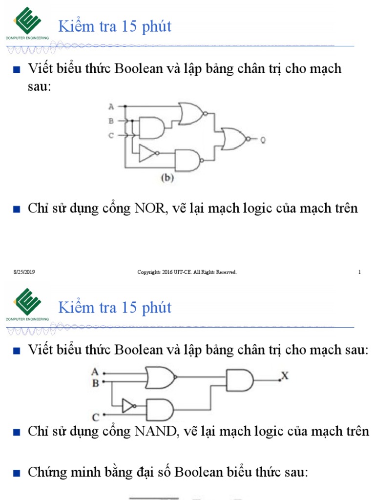 Bu I 5 - Chương 3 - Dai So Boolean Va Cac Cong Logic (TT) | PDF
