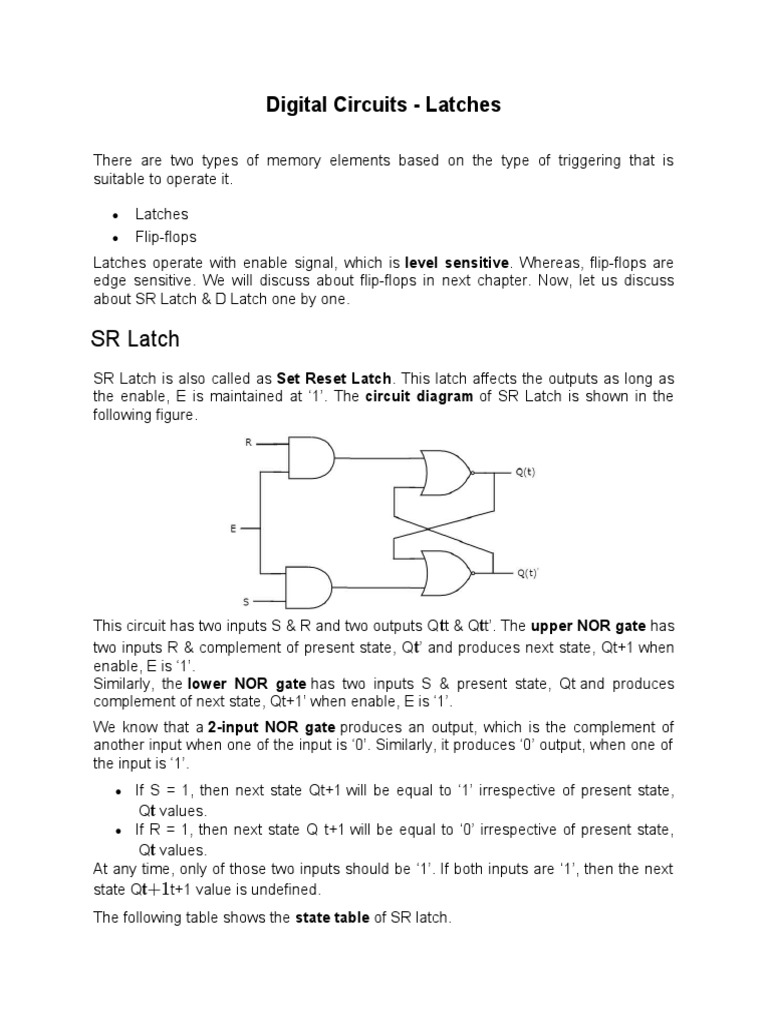 Latch and Flipflops | PDF | Computing | Electronics