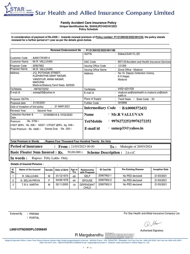 Policy Schedule 3 | PDF | Insurance | Invoice