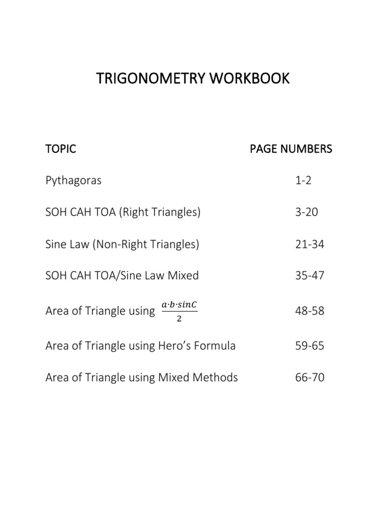 Trigonometry Workbook | PDF | Triangle | Area