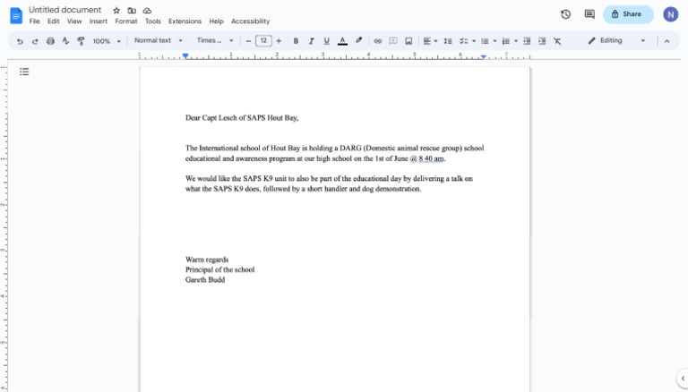 SAPS K9 Letter | PDF