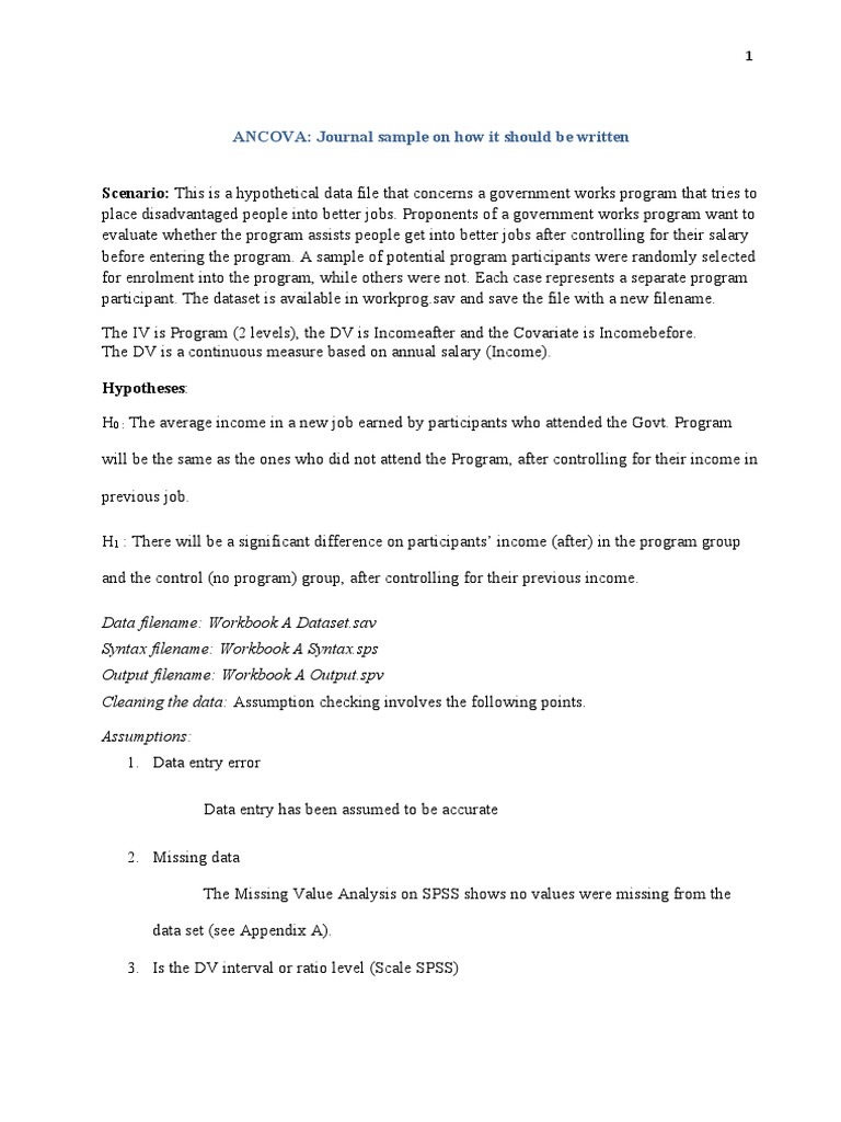 ANCOVA Sample Assignment | PDF | Analysis Of Covariance | Errors And Residuals