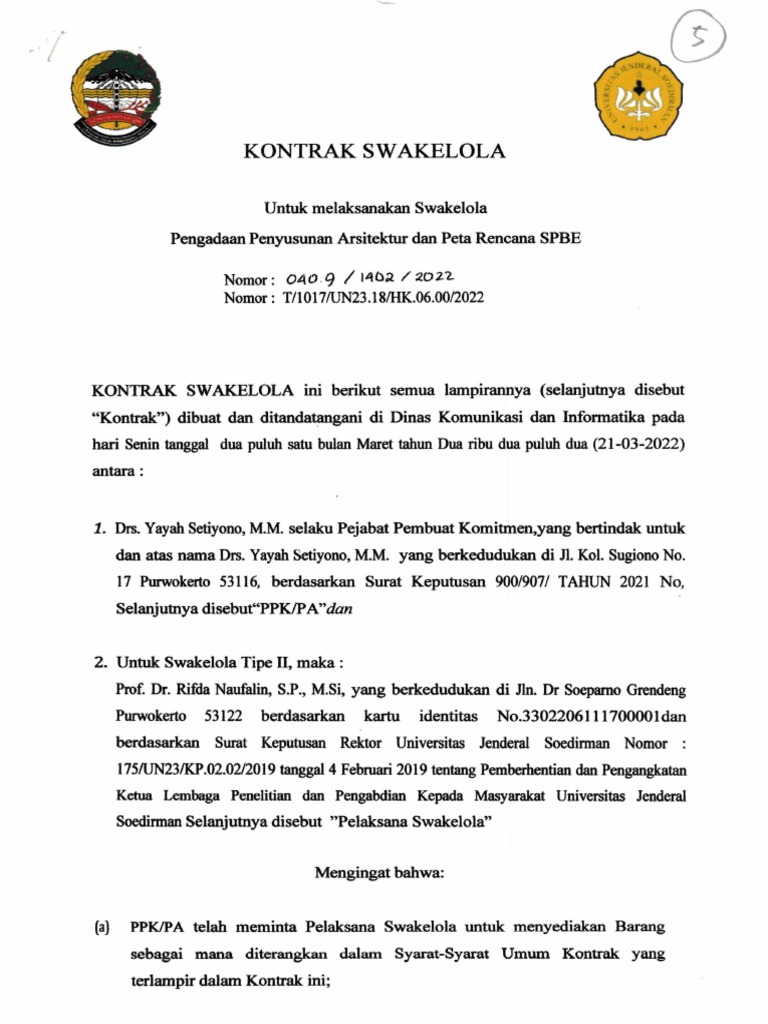 Kontrak Swakelola | PDF